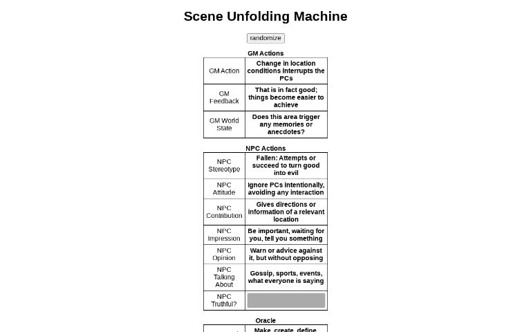 Scene Unfolding Machine ― Perchance Generator