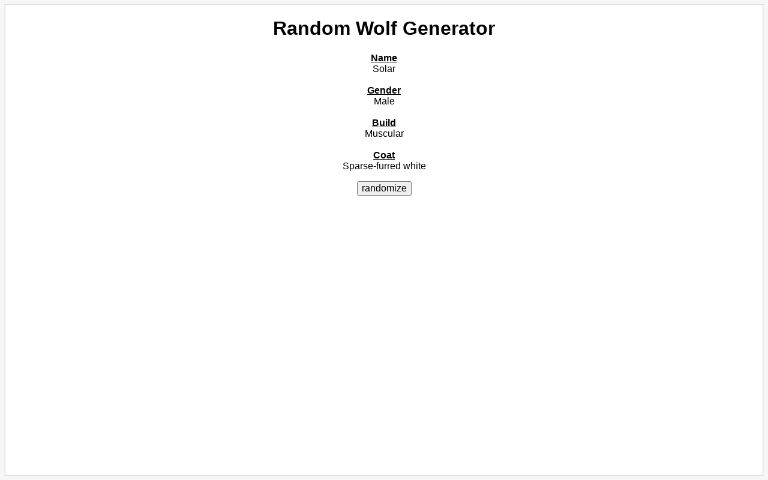 Random Wolf Generator