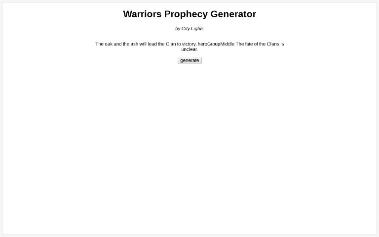 Warriors Prophecy Generator