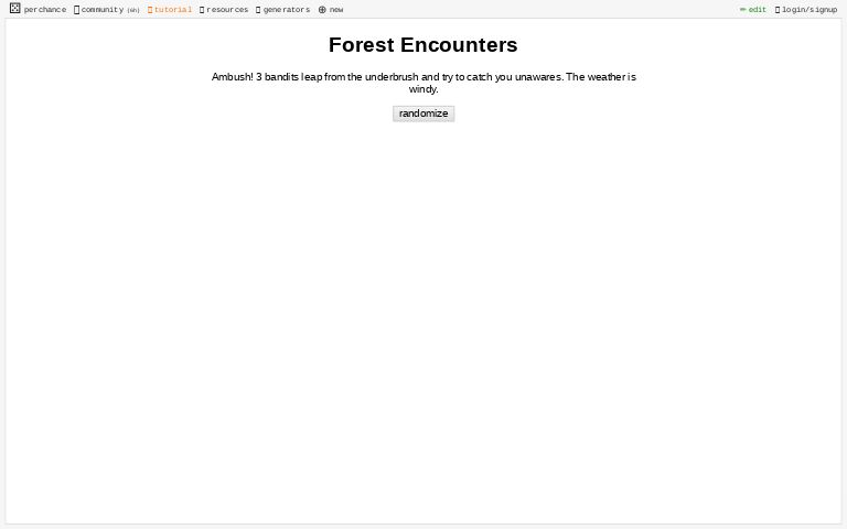 Forest Encounters ― Perchance Generator