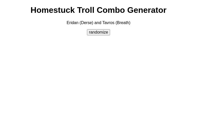 Homestuck Troll Combo Generator