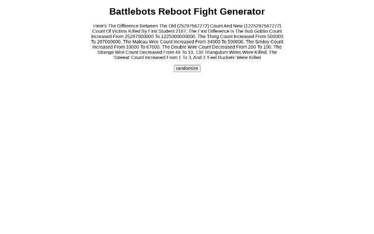 Battlebots Reboot Fight Generator
