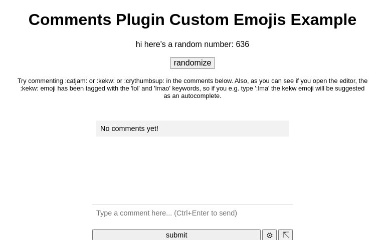 Comments Plugin Custom Emojis Example