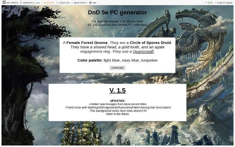 DnD 5e PC generator