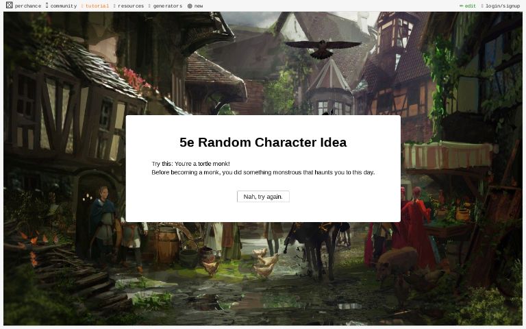 5e Random Character Idea ― Perchance Generator