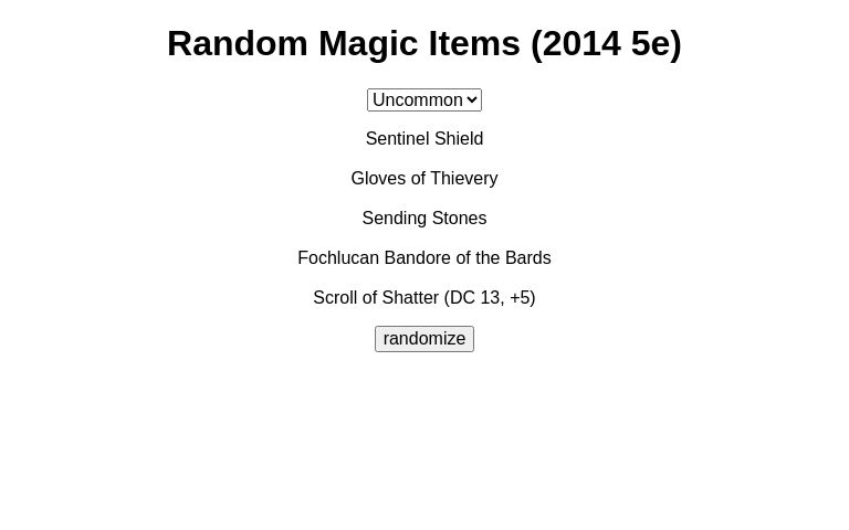 Random Magic Items (2014 5e) ― Perchance Generator