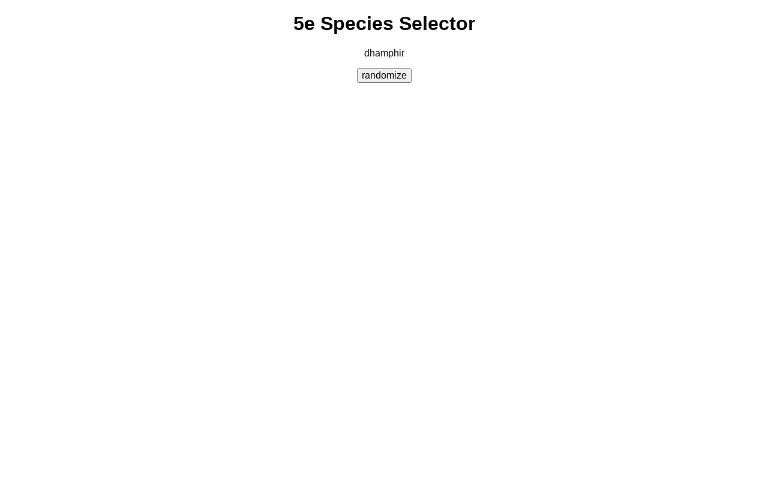 5e Species Selector ― Perchance Generator