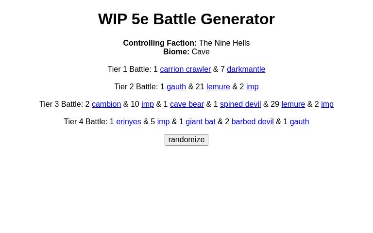 WIP 5e Battle Generator