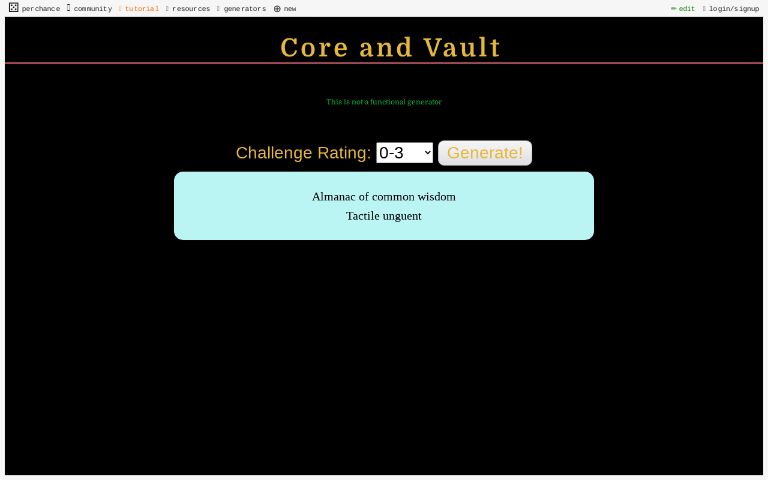 Core and Vault ― Perchance Generator