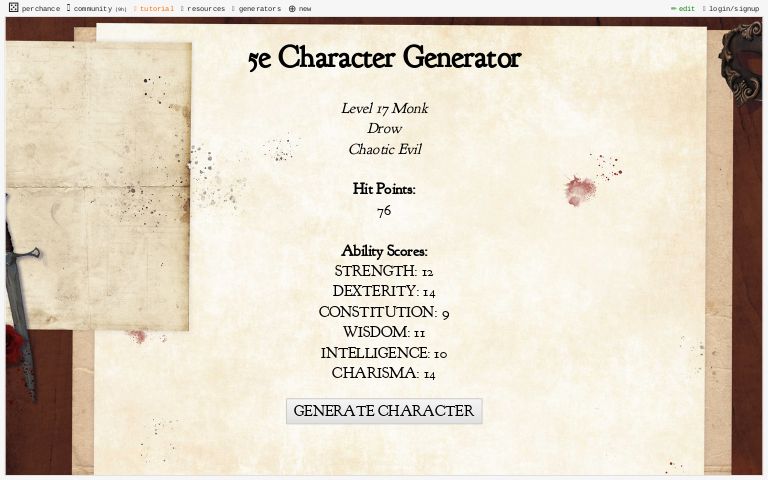 5e Character Generator