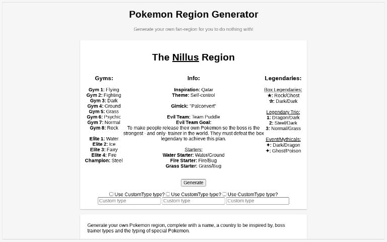 Pokemon Region Generator