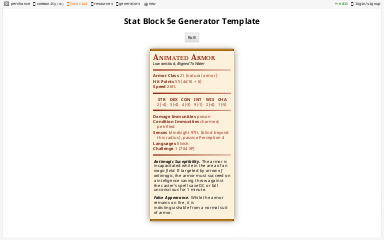 Stat Block 5e Generator Template