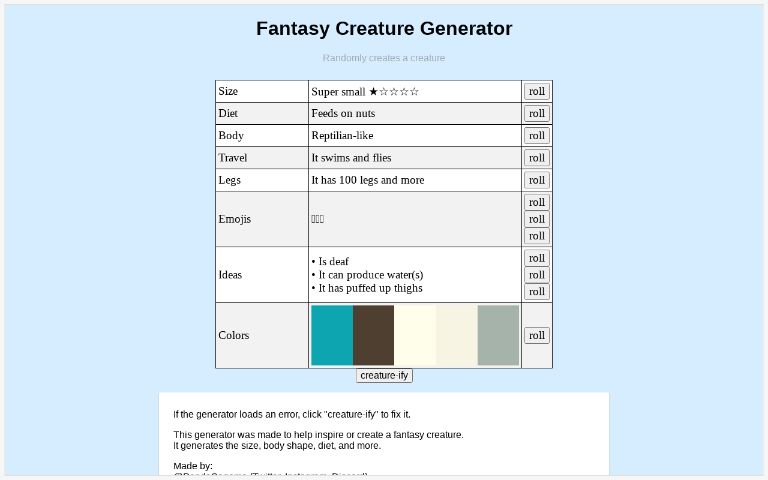 Fantasy Creature Generator