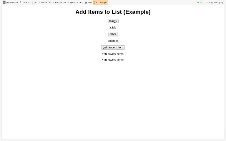 Add Items to List (Example) ― Perchance Generator