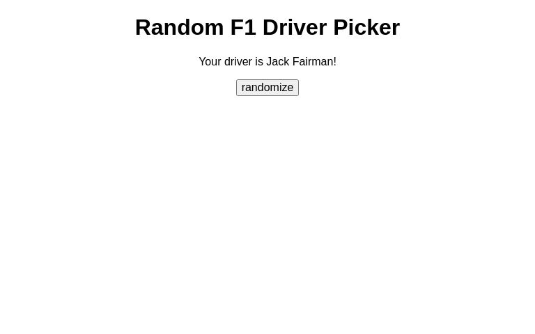 Random F1 Driver Picker ― Perchance Generator