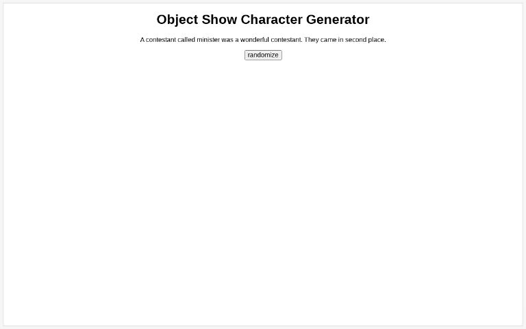 Object Show Character Generator