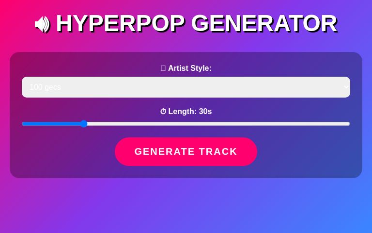 🔊 HYPERPOP GENERATOR