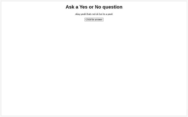 Ask a Yes or No question ― Perchance Generator