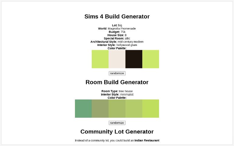 Sims 4 Build Generator
