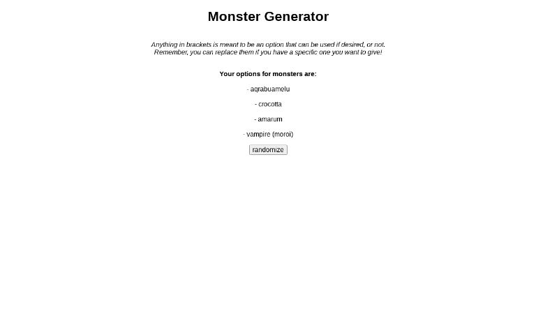 Monster Generator