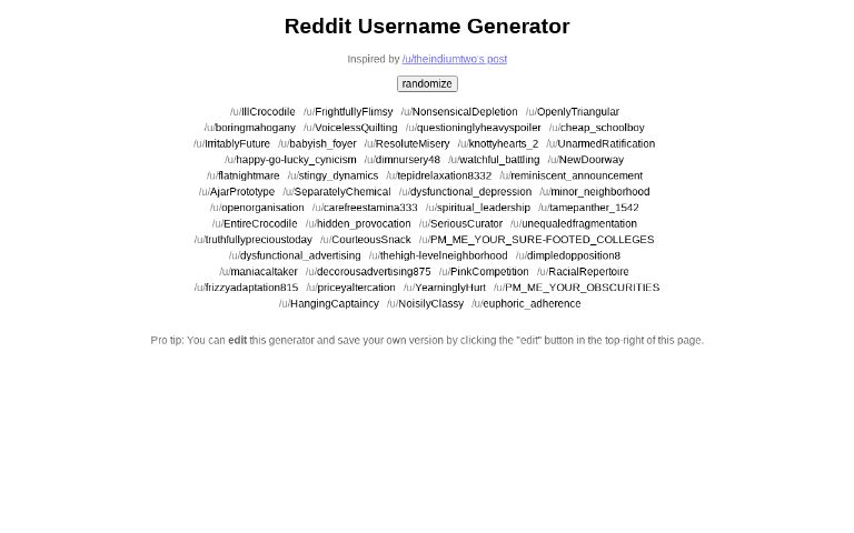 Reddit Username Generator