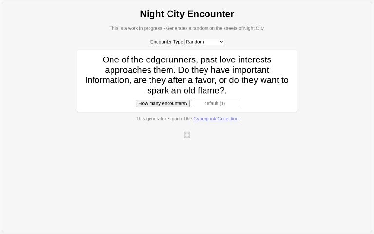 Night City Encounter ― Perchance Generator