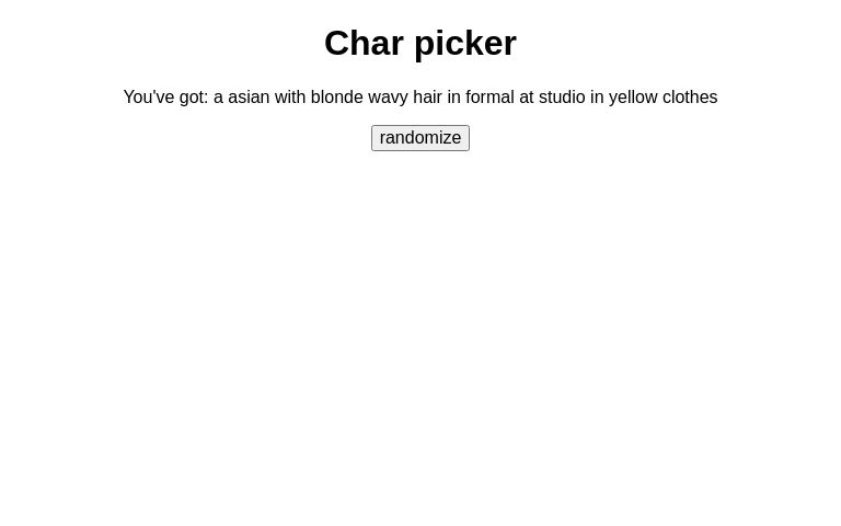 Char picker ― Perchance Generator
