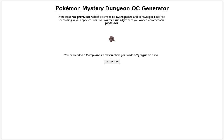 Pokémon Mystery Dungeon OC Generator