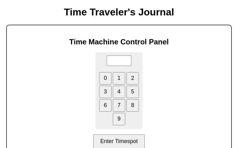 Time Traveler's Journal ― Perchance Generator