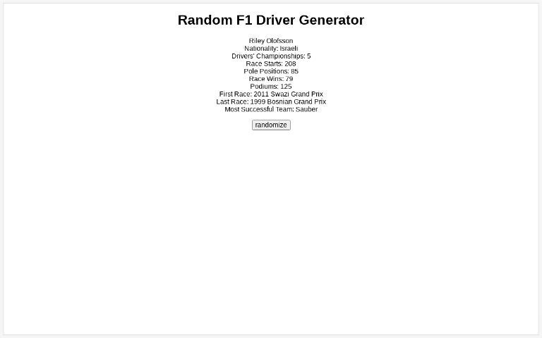 Random F1 Driver Generator