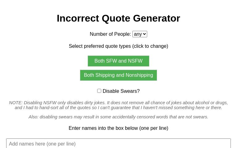 Incorrect Quote Generator