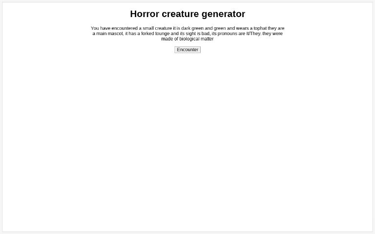 Horror creature generator