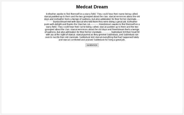 Medcat Dream ― Perchance Generator