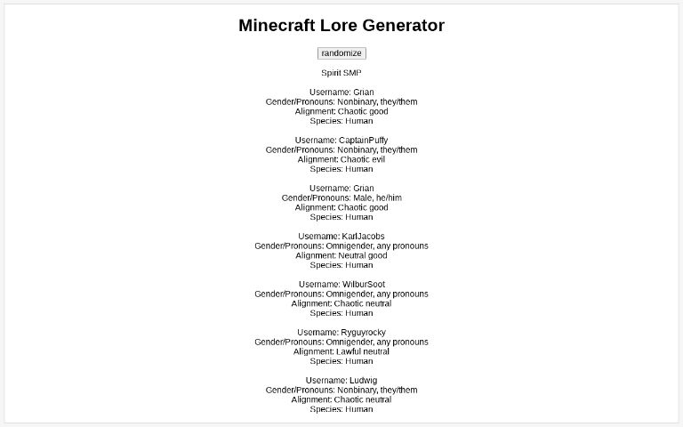 Minecraft Lore Generator