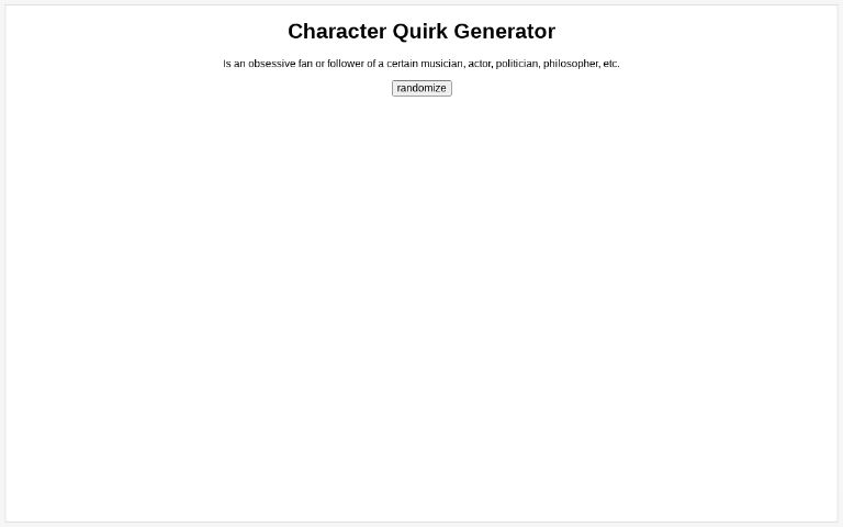 Character Quirk Generator