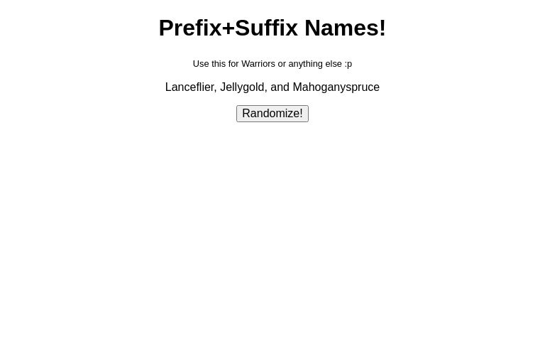 Prefix+Suffix Names! ― Perchance Generator