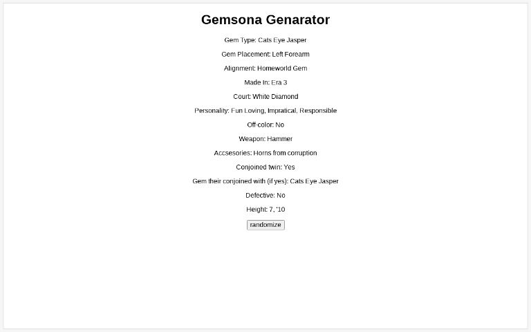 Gemsona Genarator ― Perchance Generator