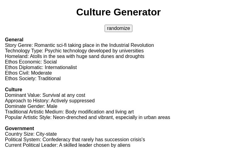 Culture Generator