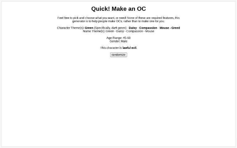 Quick! Make an OC ― Perchance Generator