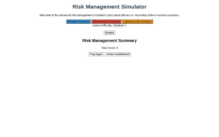Risk Management Simulator ― Perchance Generator