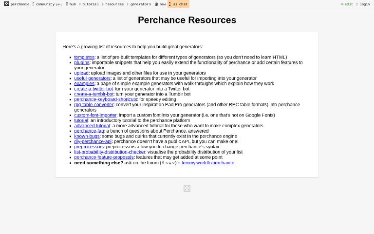 Perchance Resources ― Perchance Generator