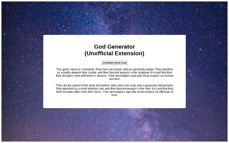 God Generator (Unofficial Extension)