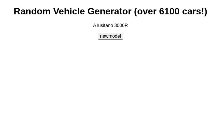 Random Vehicle Generator (over 6100 cars!)