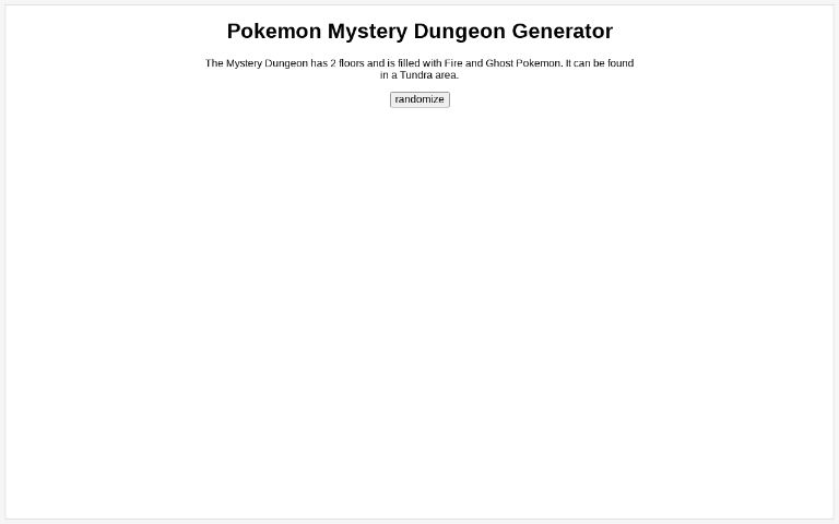 Pokemon Mystery Dungeon Generator