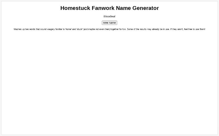 Homestuck Fanwork Name Generator