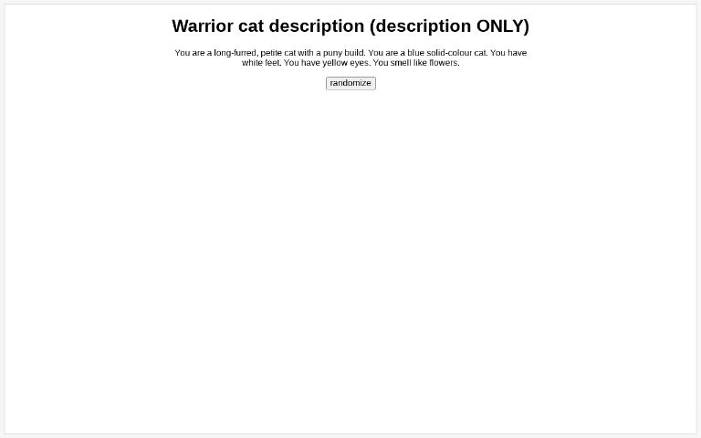 Warrior cat description (description ONLY) ― Perchance Generator