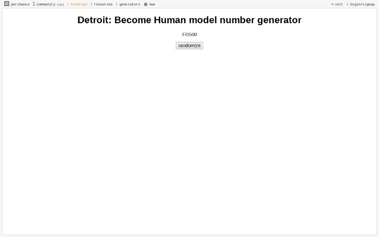 Detroit: Become Human model number generator