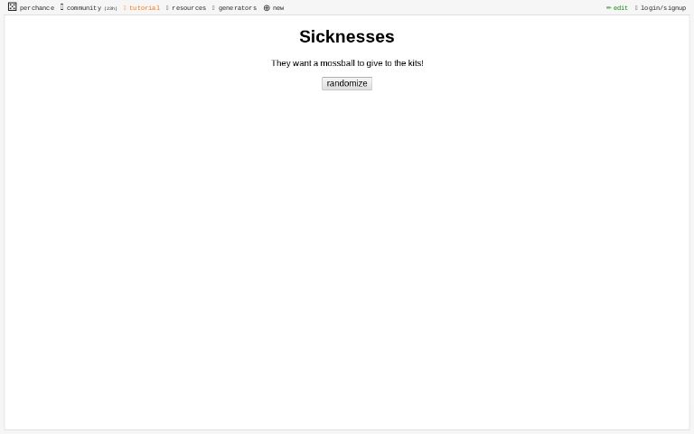 Sicknesses ― Perchance Generator