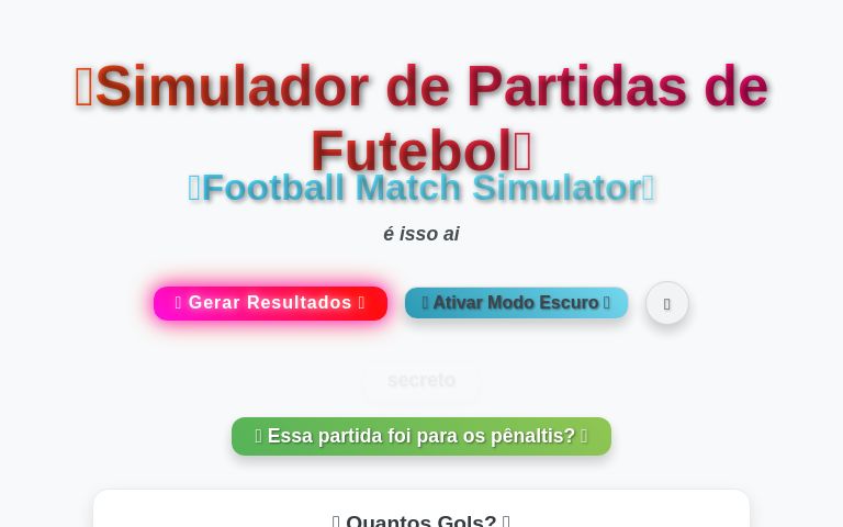 ⚽Simulador de Partidas de Futebol⚽ ― Perchance Generator
