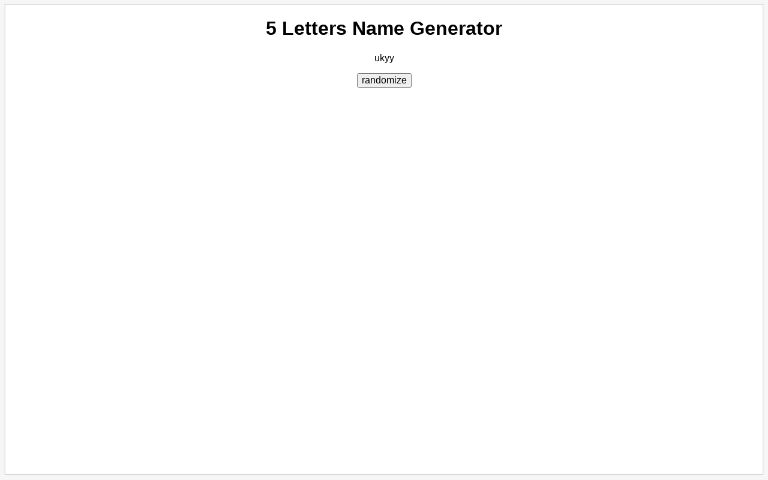 5 Letters Name Generator